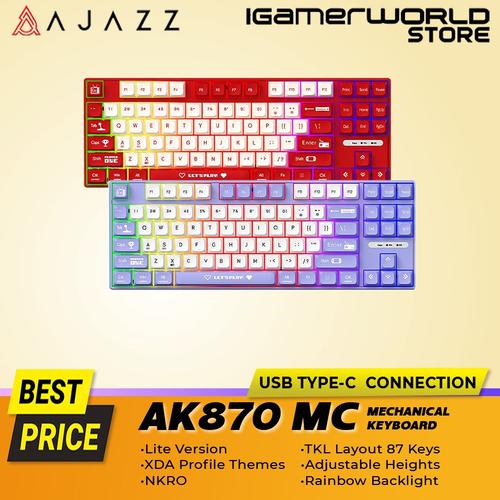 Promo Ajazz AK870 MC Lite Dual Tone TKL Mechanical Gaming Keyboard - RED WHITE, BROWN SWITCH ...