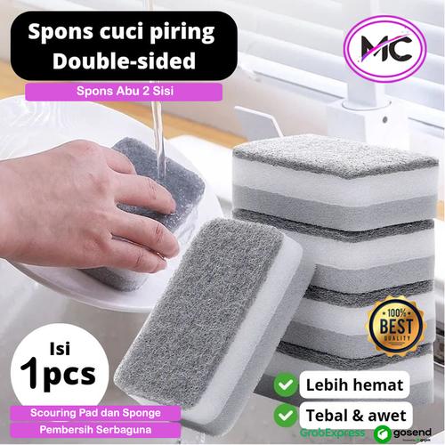 Jual Spons Cuci Piring Scotch Brite Sponge Abu 2 Sisi Serbaguna Spon ...