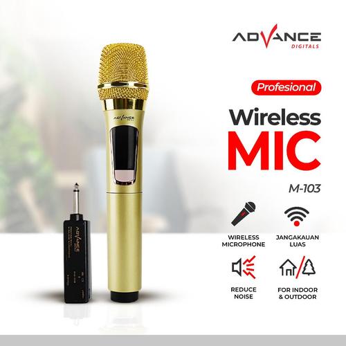 Jual ** 【COD】Advance Mic103 Microphone Profesional Mic Wireless Gold ...