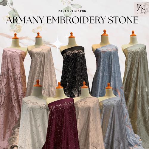 Promo 1/2 Meter Bahan Kain Satin Armany Silk Embroidery Stone Series ...