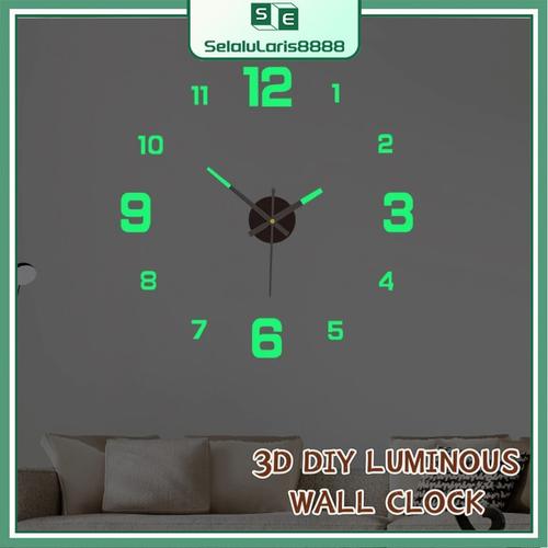 Jual Jam Dinding 3D Stiker DlY LUMINOUS WALL CLOCK Jam Dinding Digital ...