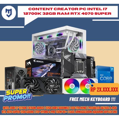 Jual Content Creator PC Intel I7 12700K 32GB RAM RTX 4070 Super Heavy ...