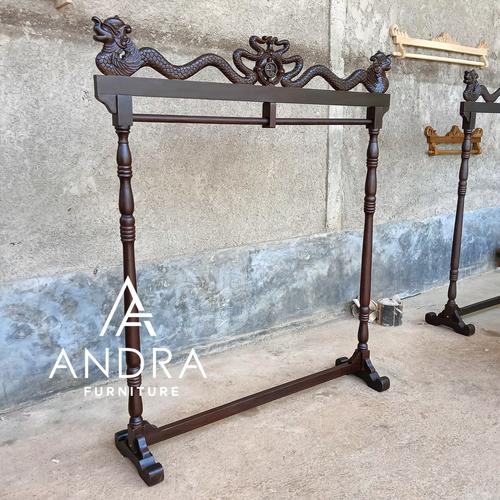 Jual gawangan baju ukiran naga kayu jati custom design, gawangan batik ...