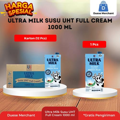 Jual Ultra Milk Susu UHT Plain Full Cream 1000ml - Susu Segar, Creamy ...