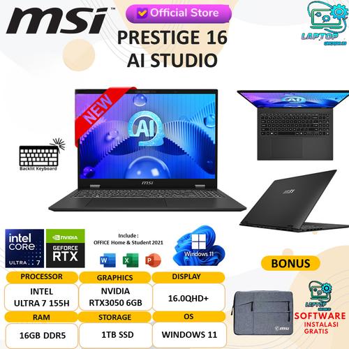 Promo MSI PRESTIGE 16 AI STUDIO RTX3050 6GB ULTRA 7 155H 16GB 1TB ...
