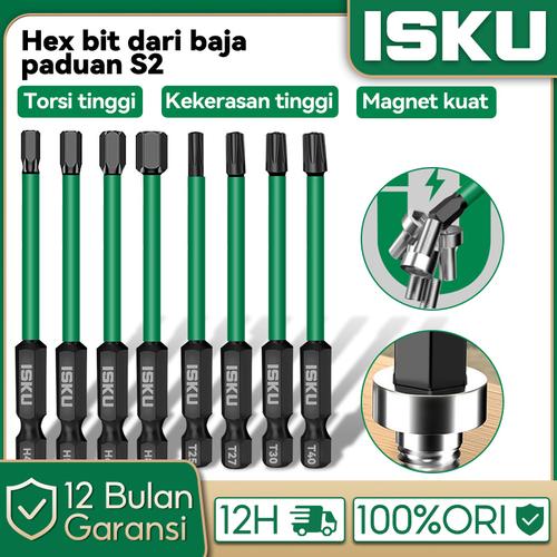 Promo ISKU Mata Obeng Magnetic kunci L Hex Key Baja S2 Set 8 pcs & Star ...