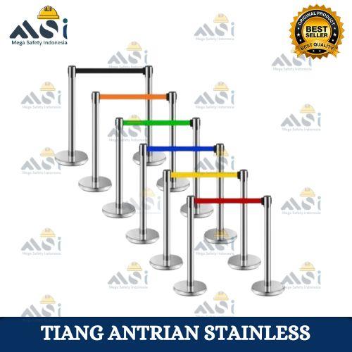 Promo Standing Barrier Queue Line Tiang Antrian Stainless - Biru ...