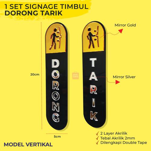 Jual 1 Set Tanda Dorong Tarik Akrilik Timbul Sign Handle Pintu Dorong ...