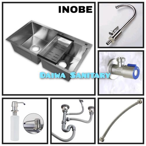 Promo peket lengkap bak cuci piring stainless SUS 304 INOBE 8245 kran ...