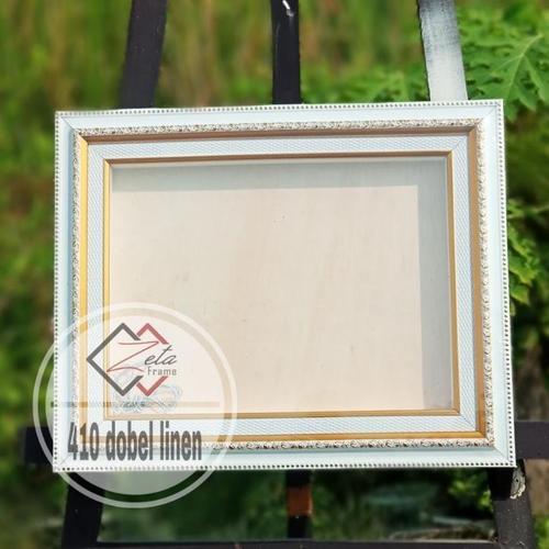 Jual [SS] Tipe 410 putih gold dobel linen Pigura mahar ukir putih gold ...