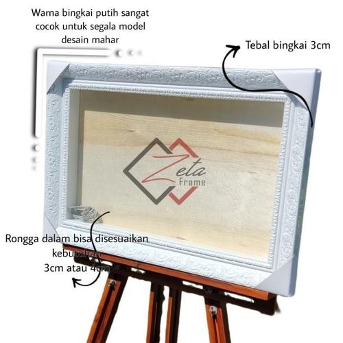Jual [SS] Tipe 518 putih uk. 30x50 Pigura mahar ukir putih frame mahar ...