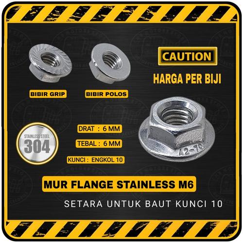 Jual MUR FLANGE STAINLESS M6 SETARA UNTUK BAUT KUNCI 8 ATAU 10 - BIBIR ...