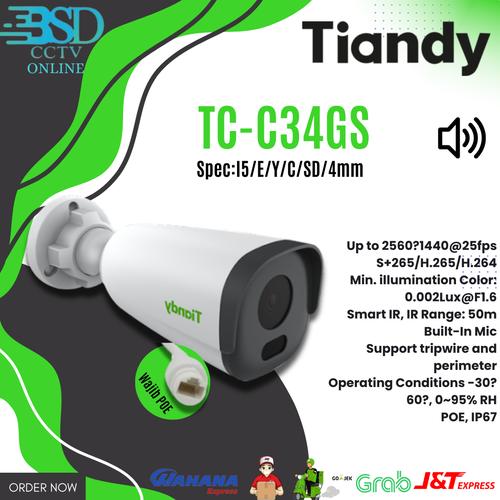 Jual IP CAMERA CCTV TIANDY TC-C34GS 4MP AUDIO STARLIGHT POE OUTDOOR ...