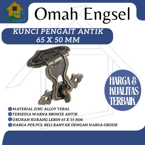Jual + skrup Kunci pengait antik 65x50 mm Im.S Kuncian dus kotak box ...