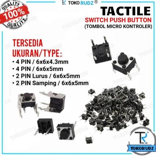 Jual Tactile Push Button DIP Micro Controller Switch 6x6 2 PIN 4 PIN ...