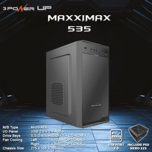 Jual COMPUTER CASE 3 POWER UP MAXXI MAX MM-532 INCLUDE PSU 500W - HITAM ...