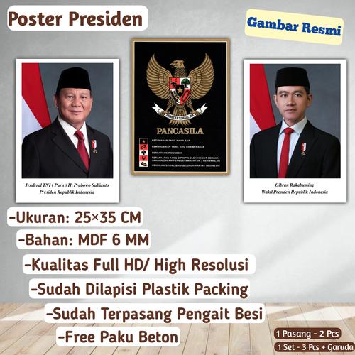 Jual Poster MDF Presiden Resmi/ Prabowo/Gibran/Photo Resmi Presiden ...