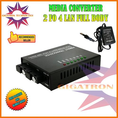 Jual Media Converter Fiber Optic 2 Port FO 4 Port LAN 10/100 Full Body ...