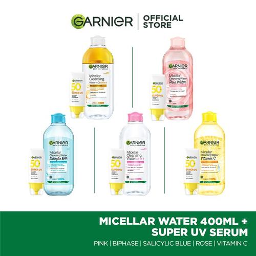 Promo Garnier Micellar Water 400ml + Super UV Invisible - Biphase ...