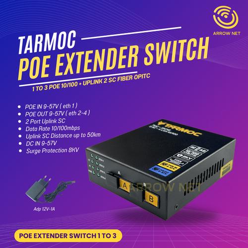 Jual Tarmoc POE Extender Switch 1 to 3 10/100Mbps + 2 Port Uplink SC ...