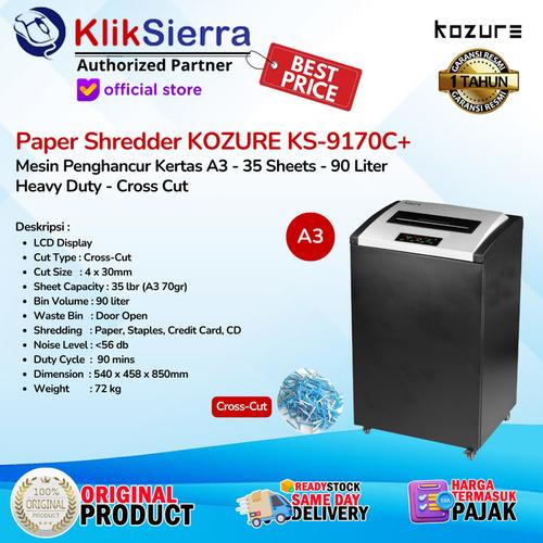 Jual PAPER SHREDDER A3 Cross-Cut KOZURE KS-9170C+ / KS-9700H - Heavy ...