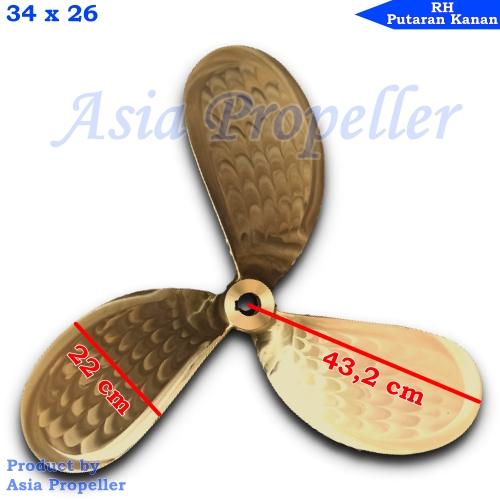Jual Propeller / baling baling kapal kuningan Ukuran 34 x 26 Putaran Kanan (RH) 3 Daun - Asia ...