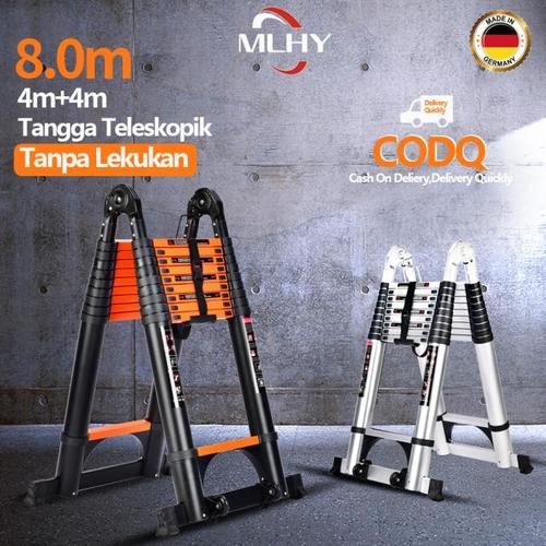 Jual NEW Tangga Lipat Aluminium Teleskopik 8M Double Telescopic Ladder ...