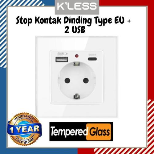 Jual Stop Kontak Dinding Tanam Wall Socket Tempered Glass Design With 2 ...