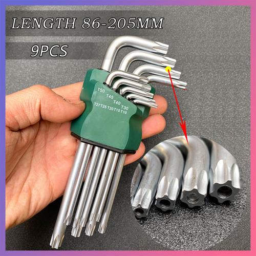 Promo Kunci L Bintang Set 9 pcs Hexagonal T10-T50 Tamper Panjang Hex Torx Wrench - Kab ...