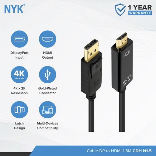 Promo Kabel DP to HDMI 1.5 Meter Cable NYK Display Port To HDMI ...