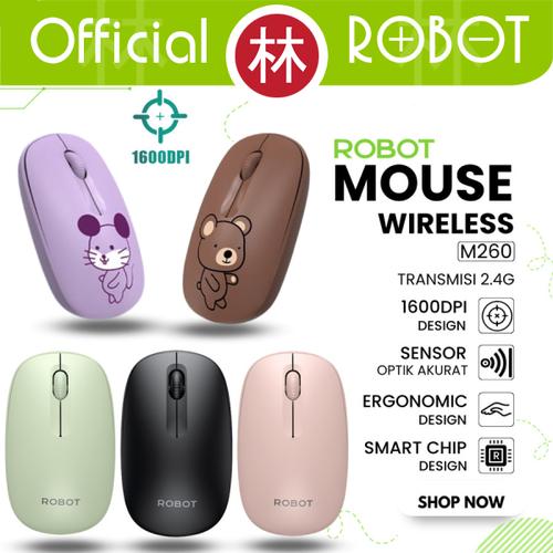 Promo Robot M260 Wireless Mouse PC Laptop Animal Series Bear Mouse ...