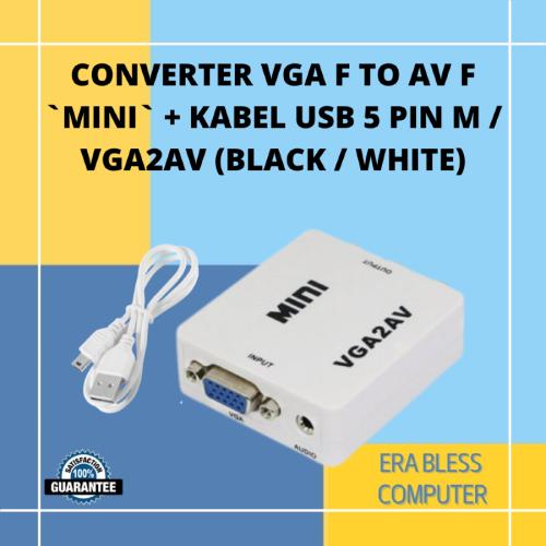 Jual VGA2AV | Converter VGA F to AV F `Mini` + Kabel USB 5 Pin M ...