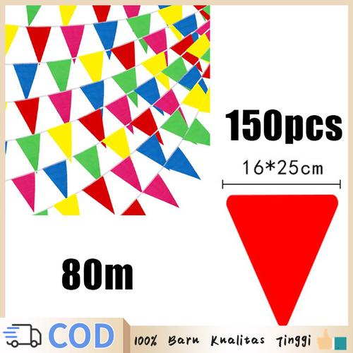 Jual 150pcs Bendera Segitiga Warna Warni 80 Meter Bendera Festival ...