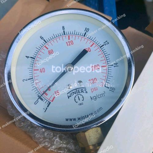 Jual pressure gauge winters 16 kg(230 psi) 4 inch besi drat 1/2 ...