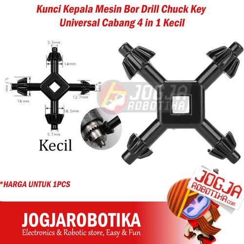 Jual Kunci Kepala Mesin Bor Drill Chuck Key Universal Cabang 4 in 1 ...