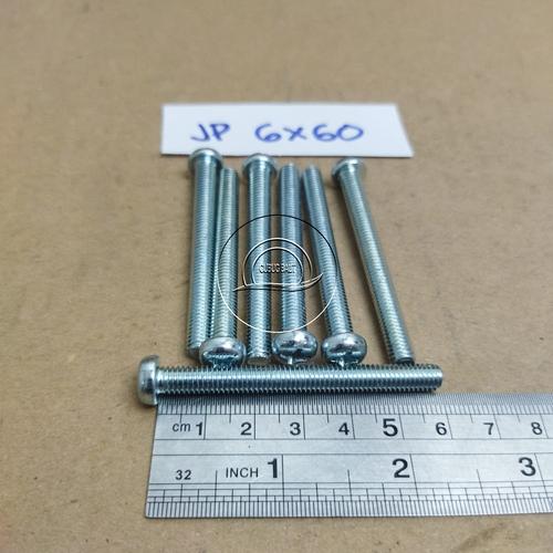 Jual BAUT JP M6 X 60 PAN HEAD SEKRUP M6X60 PANJANG 6CM 6 CM BAUD 10 6X60 6 X 60 MM 60MM OBENG ...