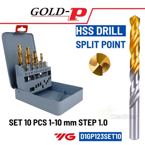 Promo Gold P Mata Bor Set 10 pcs 1-10 mm Step 1.0 HSS Drill YG-1 Gold-P ...