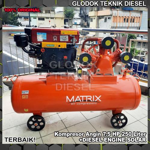 Jual Matrix Kompresor Angin 7,5 HP 250 Liter + Engine Penggerak Diesel ...