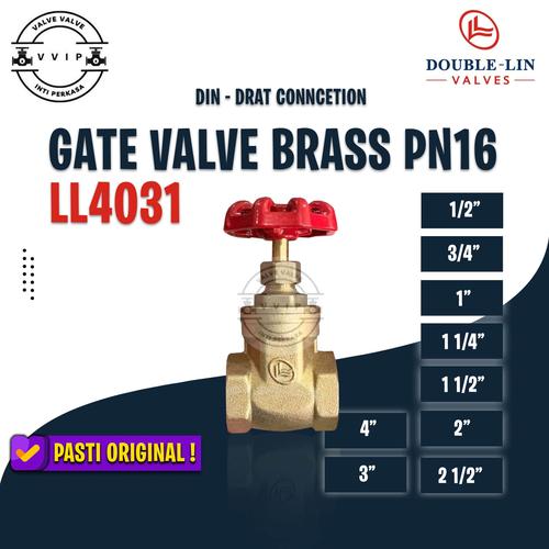 Jual GATE VALVE GET VALEP DOUBLE LIN DIN PN16 DL BRASS KUNINGAN BRONZE ...