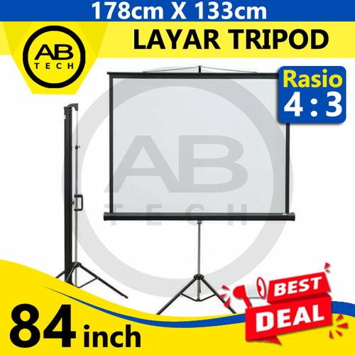 Jual Layar Proyektor Tripod 84 Inch Rasio 4:3 | Layar Screen Projector ...