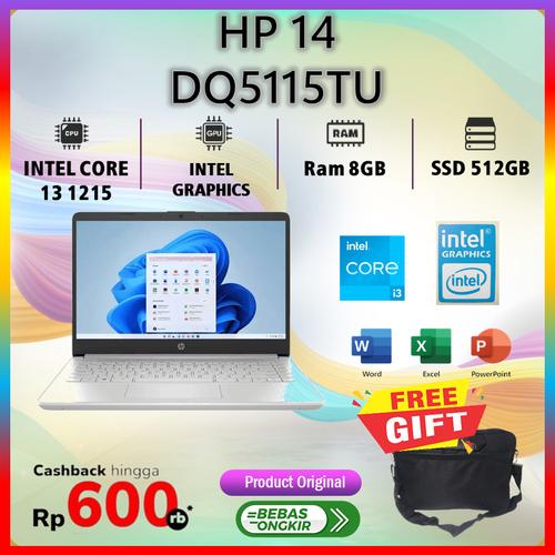Jual HP 14S DQ5115TU Core i3-1215U Gen 12 8GB 512GB SSD W11 OHS 14.0 ...