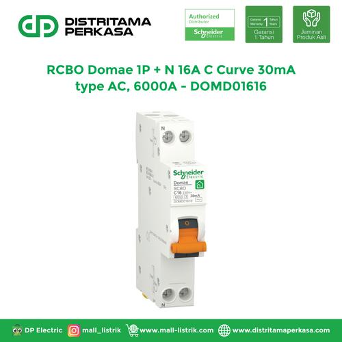 Promo Schneider Domae RCBO Slim 16A 30mA 1P+N 6kA Kurva C - DOMD01616 - Kota Tangerang - DP ...