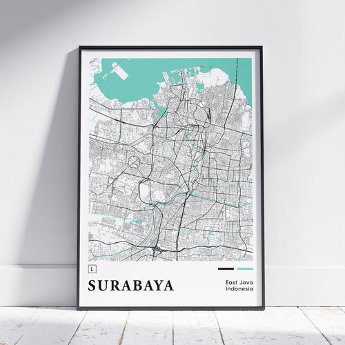Jual Poster Peta Minimalis Kota Surabaya A1 A2 A3 A4 Semi Matte ...