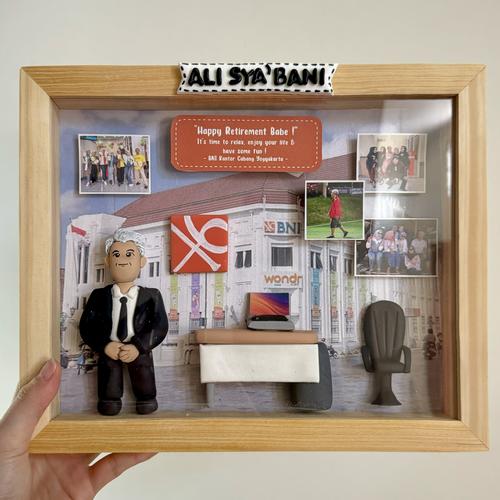 Jual Clay in frame single 25x20cm. frame motif kayu dan penutup akrilik ...