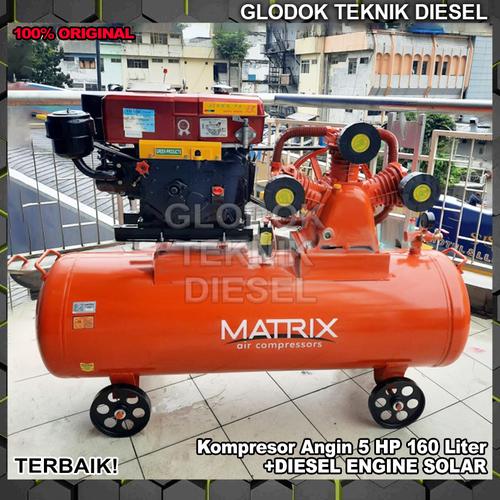 Jual Matrix Kompresor Angin 5 HP 160 Liter + Engine Penggerak Diesel ...