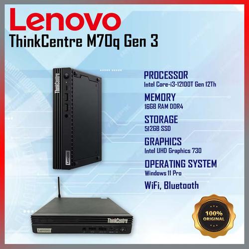 Jual Lenovo ThinkCentre M70Q G3 i3-12100T 16GB 512GB W11P Gen 12 Power ...