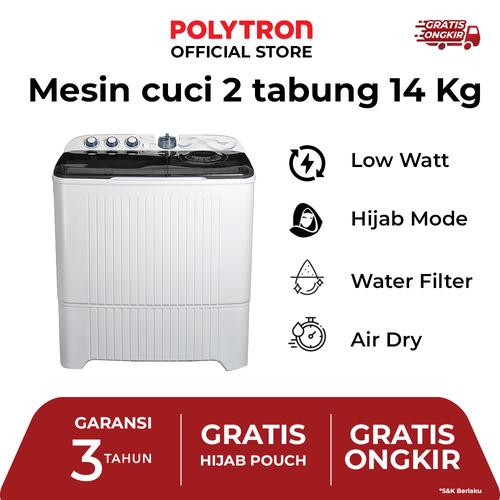 Promo POLYTRON Primadona Giant Mesin cuci 2 tabung 14 Kg PWM 1403 ...