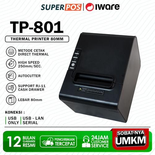 Jual Printer Thermal Kasir 80mm Auto Cutter Usb Serial Lan Iware TP801U ...