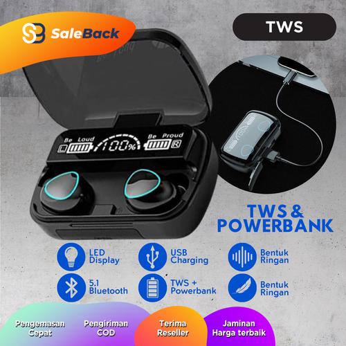 Promo Earphone Bluetooth TWS Extra Bass Display LED Battery Original ...