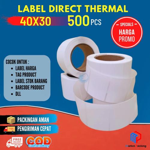 Jual KERTAS LABEL THERMAL 40X30 STIKER BARCODE 1 LINE - 1000pcs ...